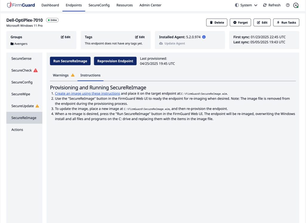 FirmGuard® SecureReimage | Remotely Reimage an Endpoint - Firmguard